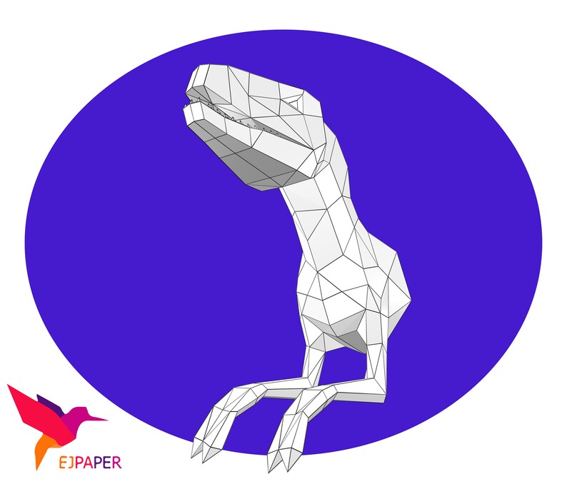 Velociraptor Flat Templates Dinosaur 3D Papercraft Low Poly Papercraft ...