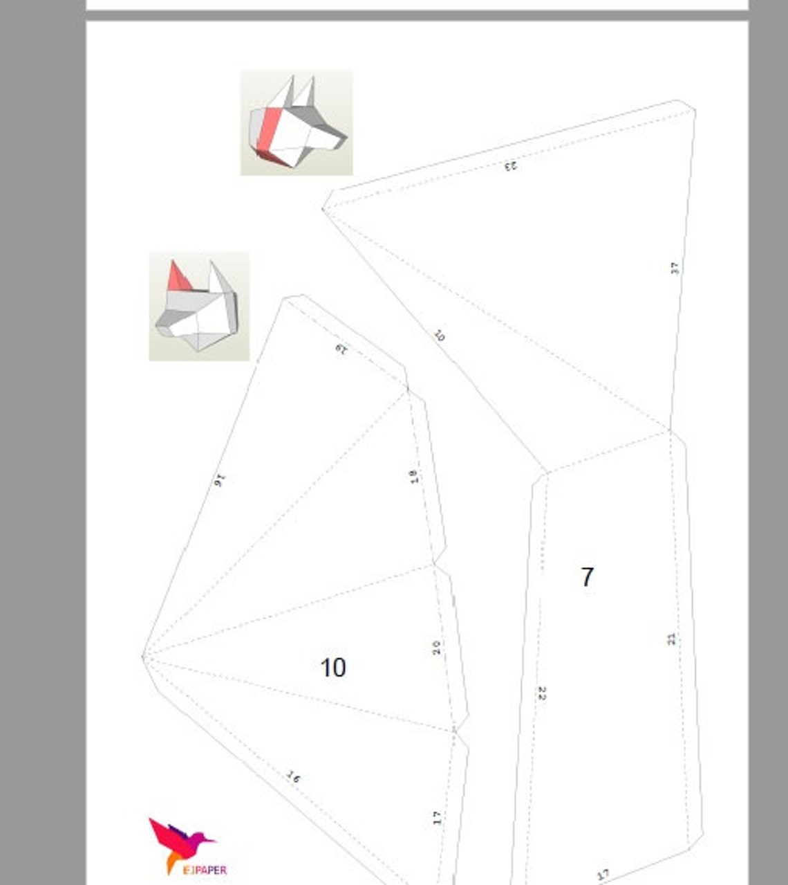Fox Flat Templates Fox 3D Papercraft Low Poly Papercraft - Etsy