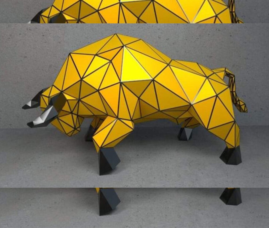 Bull Bull Flat Templates Bull Home 3D Papercraft Low Poly Papercraft ...