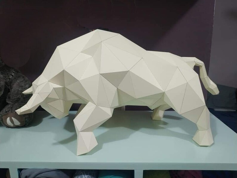 Bull Bull Flat Templates Bull Home 3D Papercraft Low Poly Papercraft ...