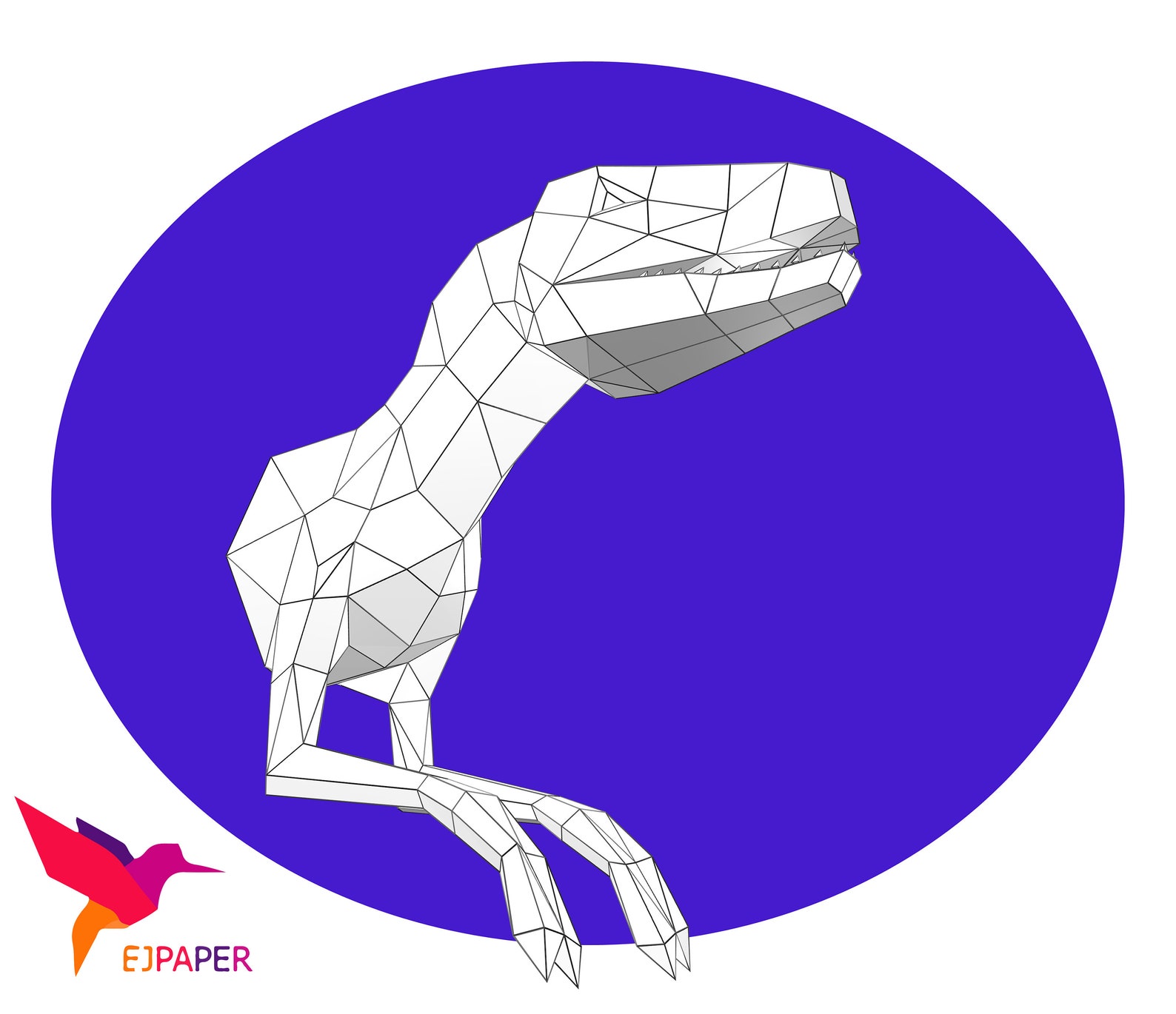 Velociraptor Flat Templates Dinosaur 3D Papercraft Low Poly Papercraft ...