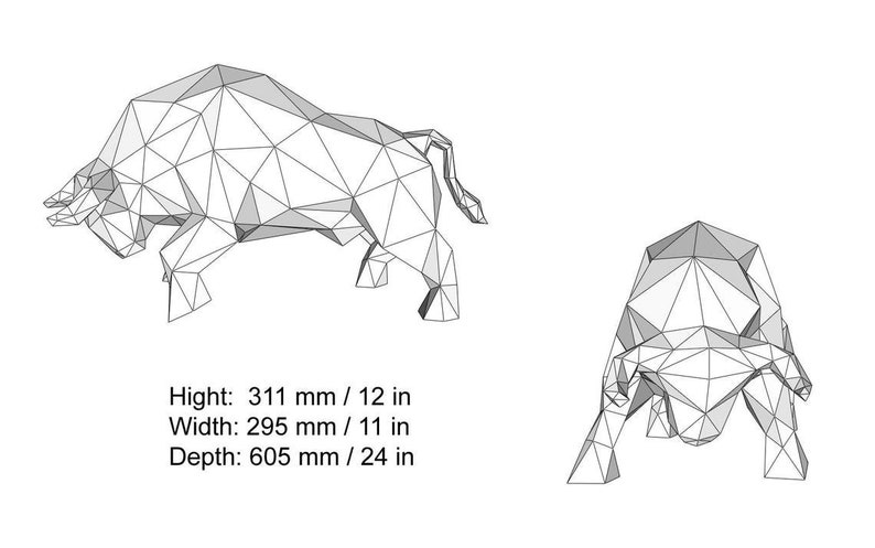 Bull Bull Flat Templates Bull Home 3D Papercraft Low Poly Papercraft ...