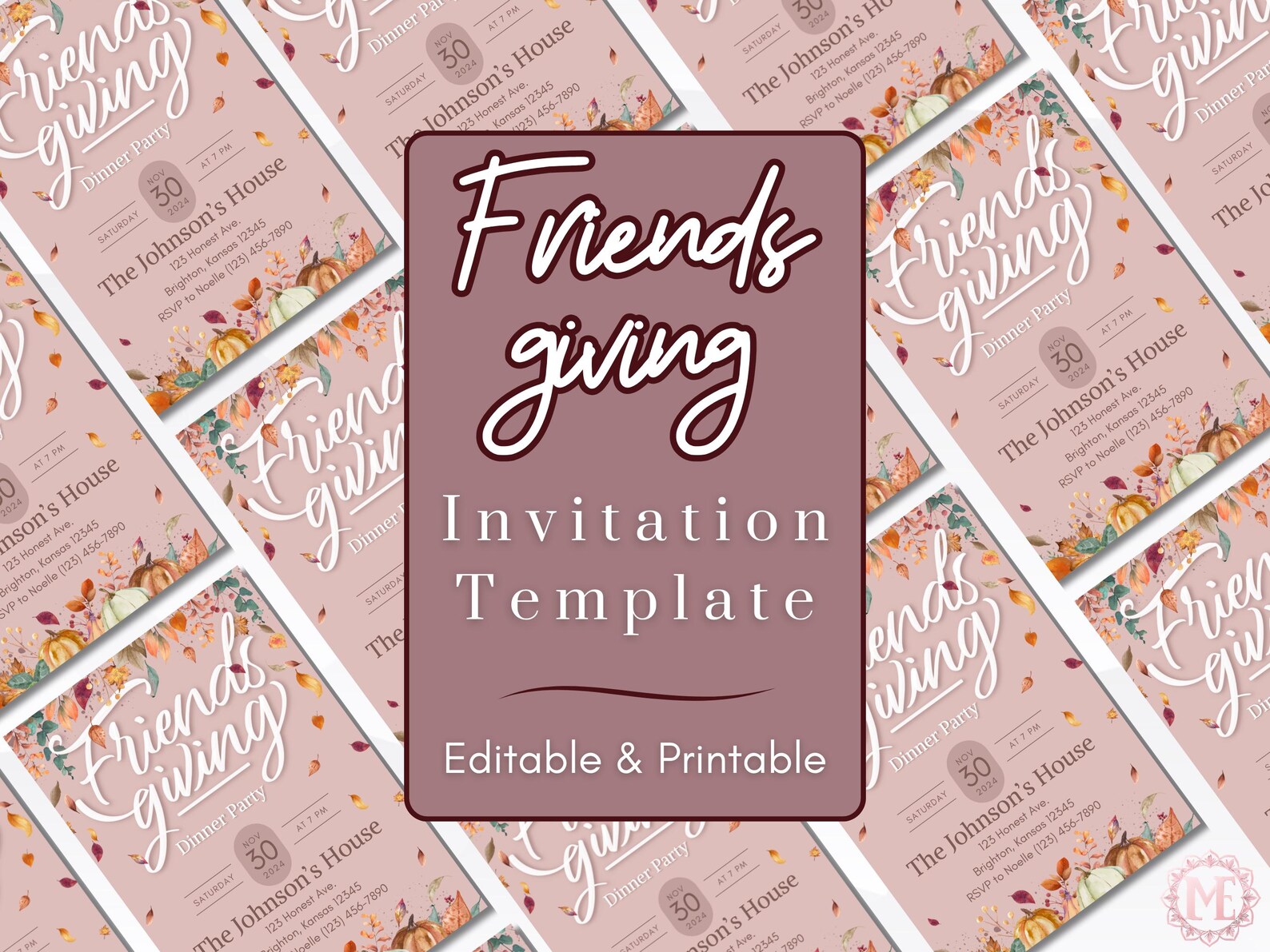 Friendsgiving Invitation Template, Printable Dinner Party Invitation ...