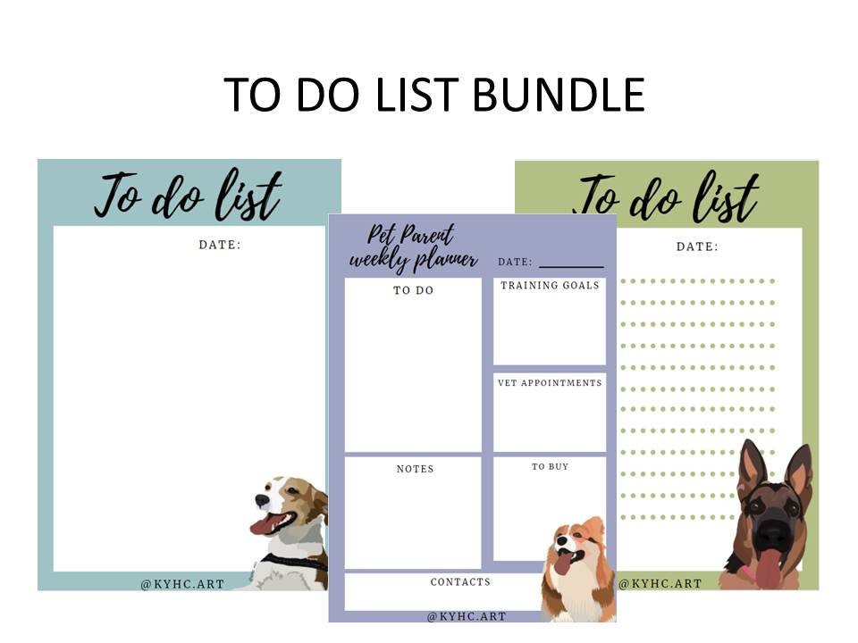 Bundle Dog to do list dog daily planner Cute pet supplies | Etsy