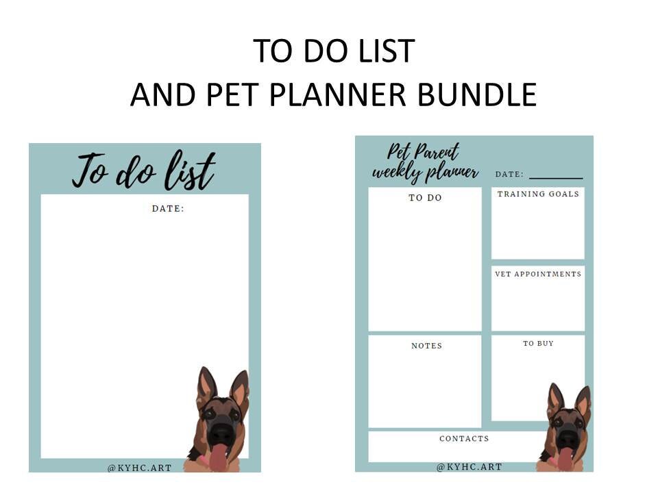 Bundle Dog to do list dog daily planner Dog sitter home | Etsy