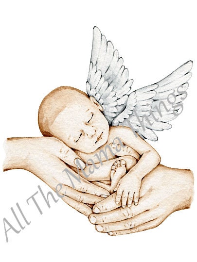 Baby Angel Stillborn Watercolor Printable Multiple Sizes Available for ...