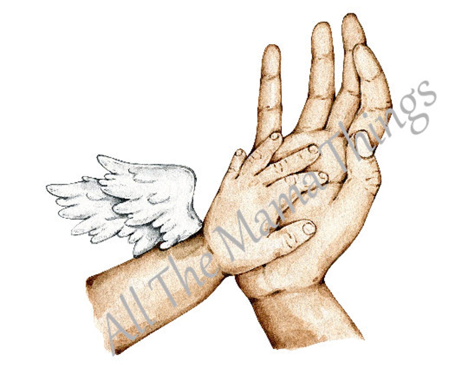 Baby Angel Hand aquarelle imprimable tailles multiples disponibles pour ...
