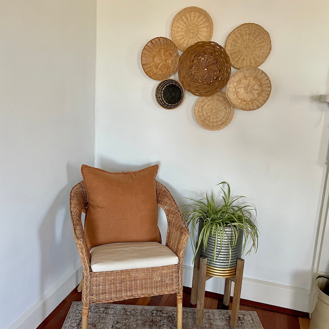 Mur de panier en osier, décor de panier mural, ensemble de 7 paniers ...