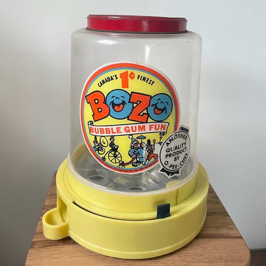 Vintage BOZO Bubble Gum Machine With Intact Original Label Stating ...
