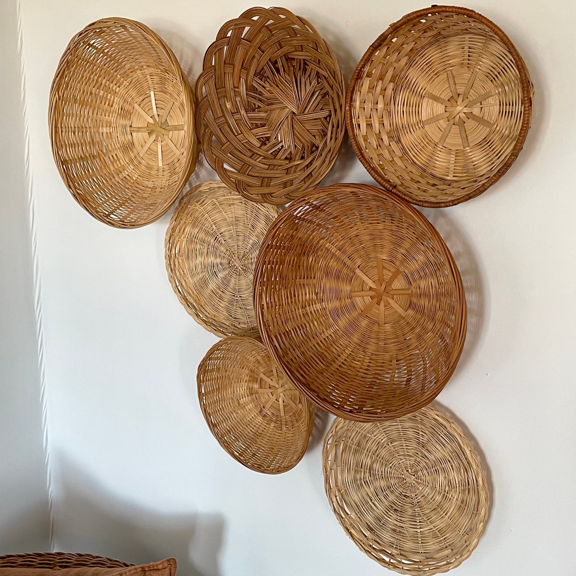 Paniers muraux Boho paniers en osier vintage mur de paniers - Etsy France