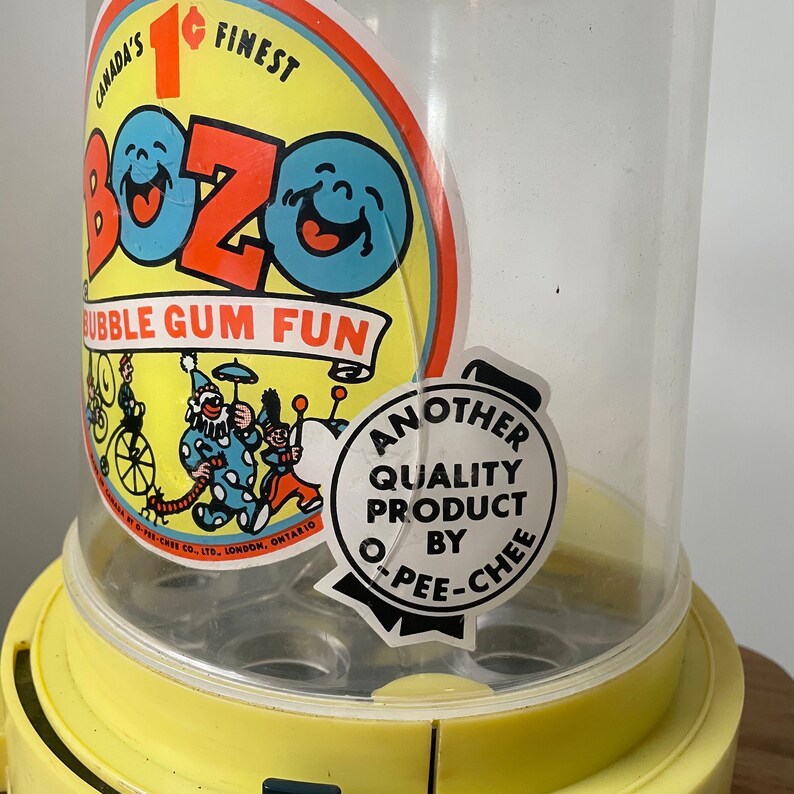Vintage BOZO Bubble Gum Machine With Intact Original Label Stating ...