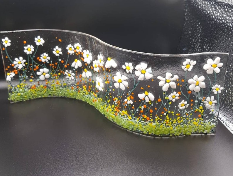 Wild Daisy S Curve, Fused Glass Art - Etsy UK
