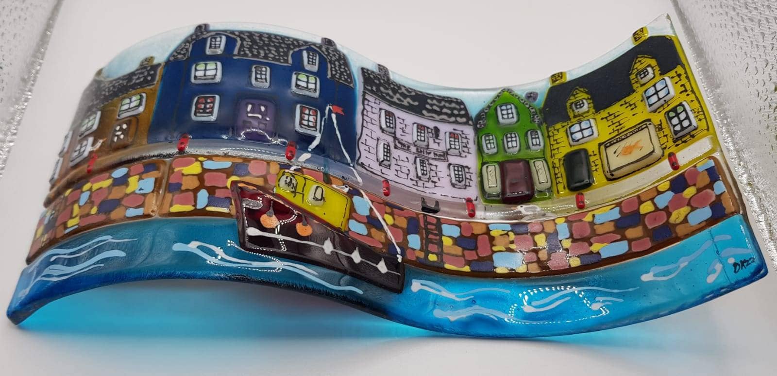 Fused Glass Harbour Scene Free Standing. - Etsy UK