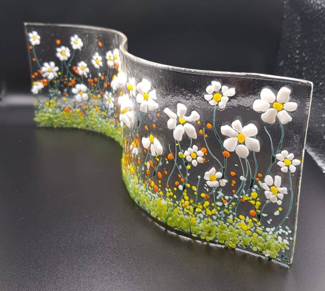Wild Daisy S Curve, Fused Glass Art - Etsy UK
