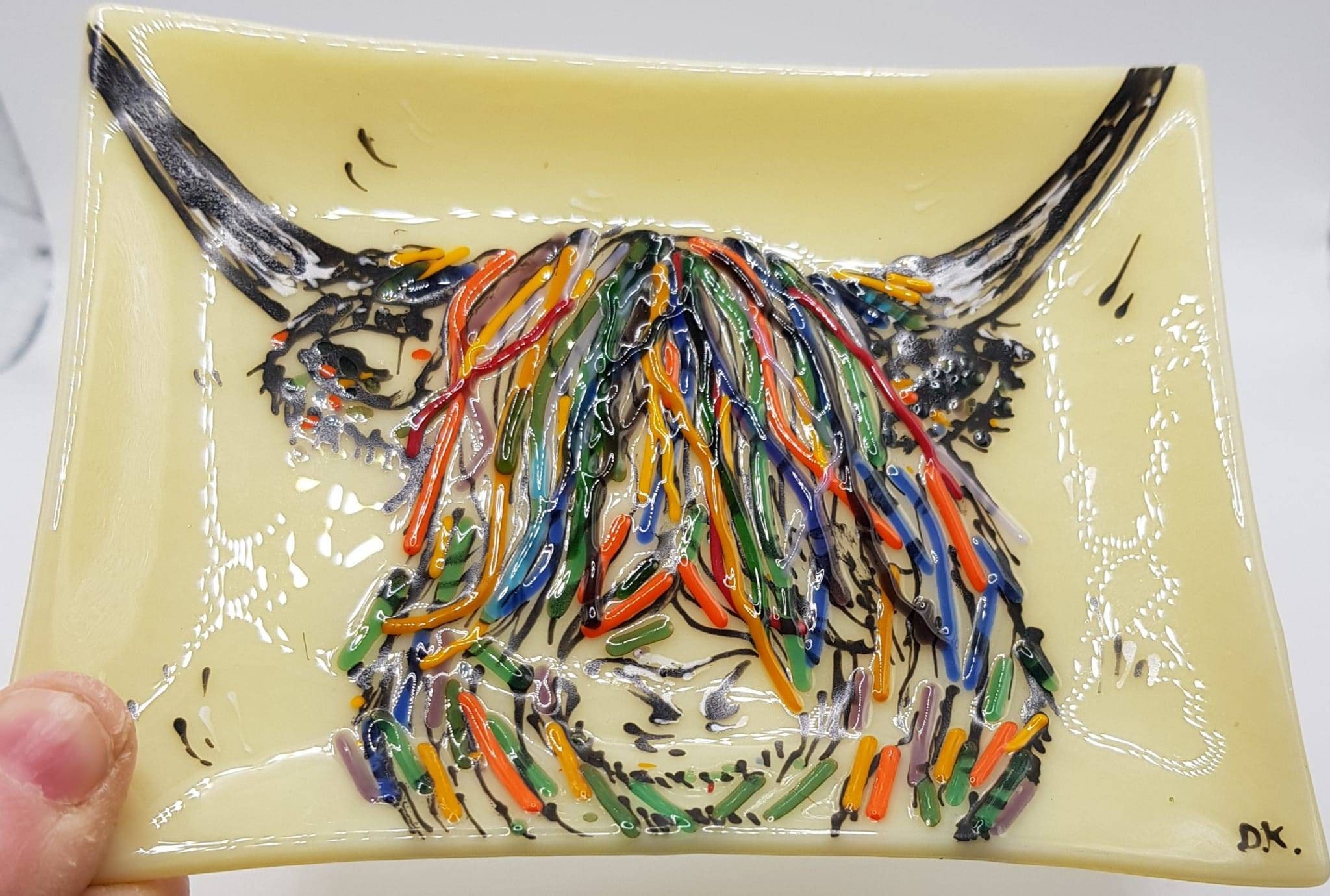 Angus the Highland Cow Fused Glass Art Trinket/ Soap Dish - Etsy UK