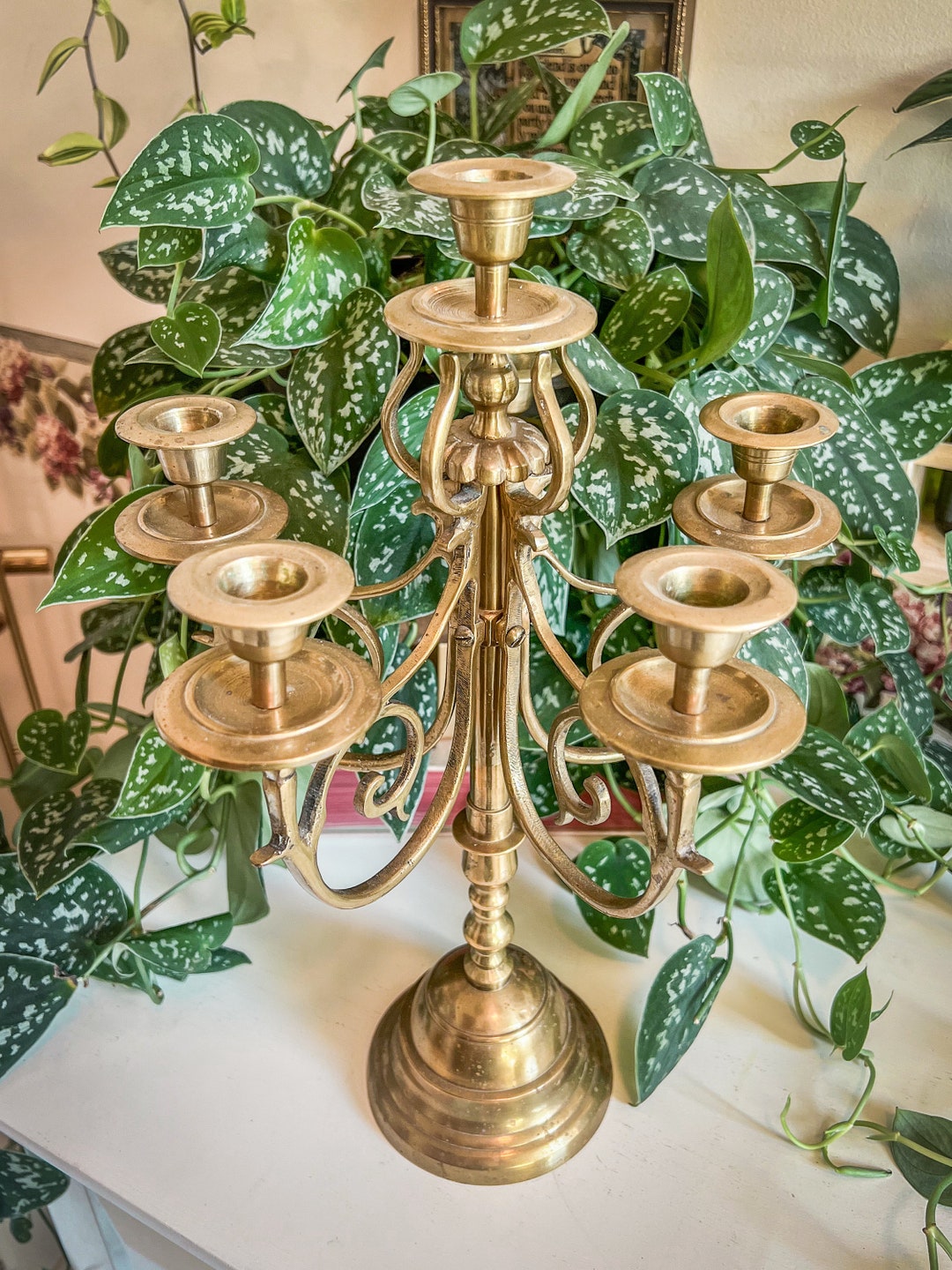 Beautiful Brass Six Arm Candelabra - Etsy