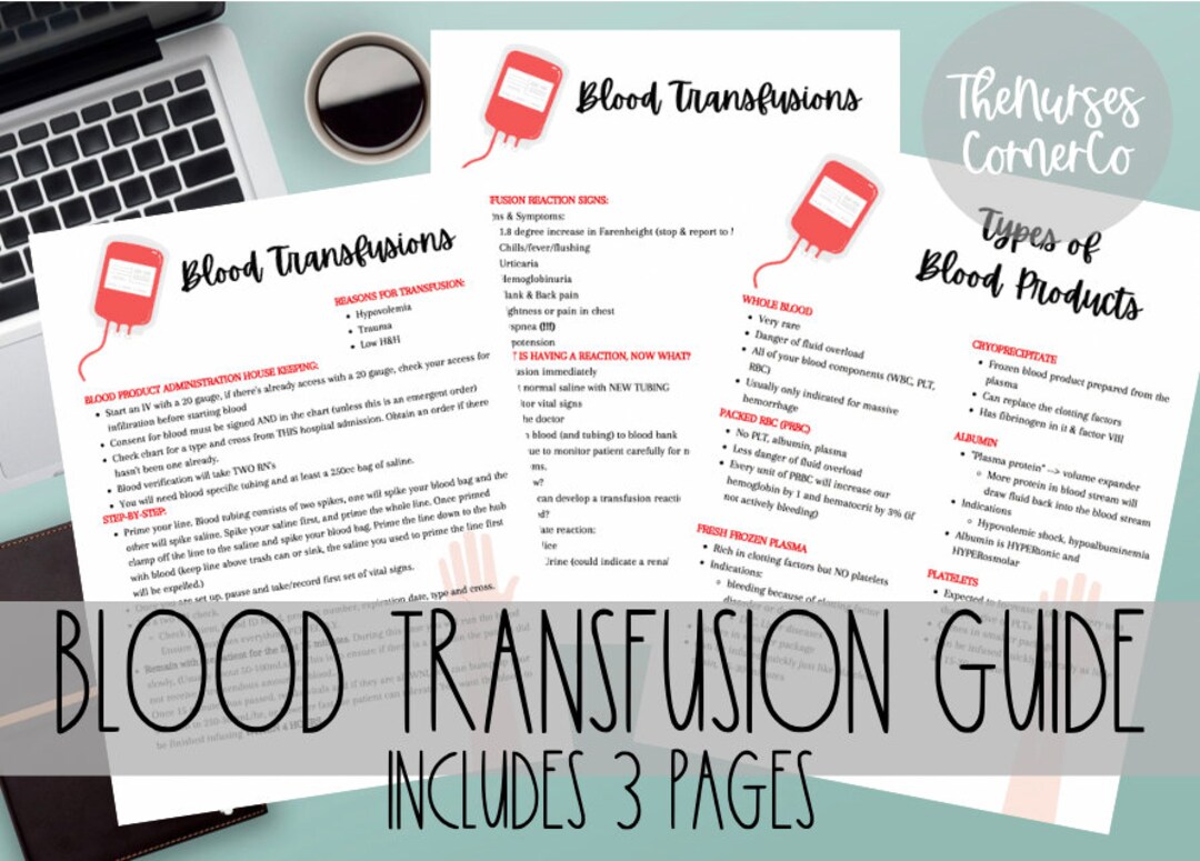 Blood Transfusion Nursing Study Guide, New Grad Nurse Guide, DIGITAL ...