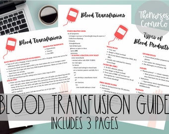 Blood Types and Transfusions Nursing Student Study Guide - Etsy