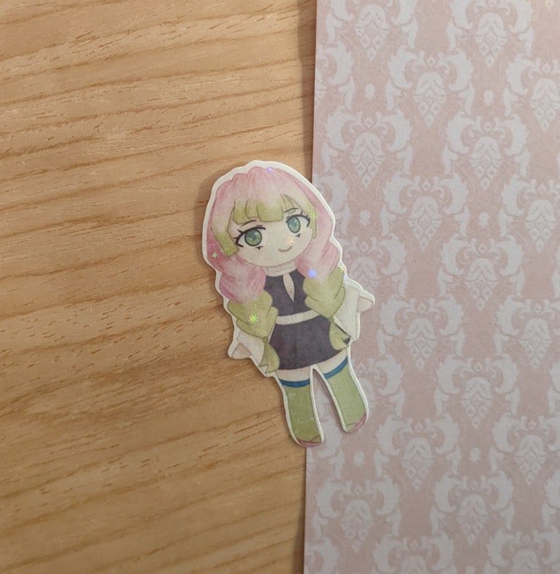 Mitsuri Demon Slayer Sticker Chibi Sticker 1,5 Inch Holographic Kiss ...
