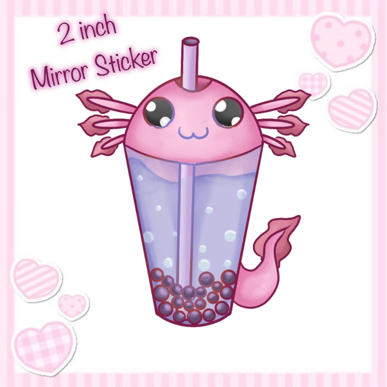 Axolotl Kawaii Chibi Bubble Tea Funny Animal Mirror - Etsy