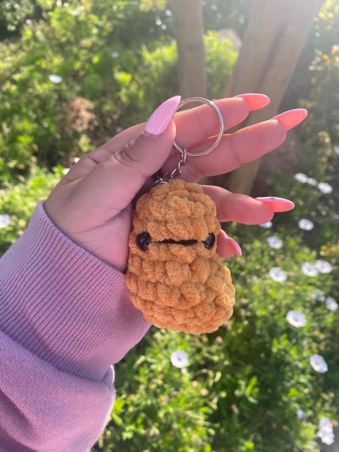 Chicken Nugget Crochet Keychain Cute Food Accessory Amigurumi Charm ...