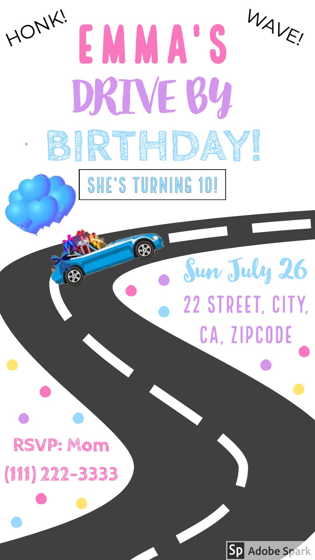 Drive by Birthday Party Digital Invitation - Etsy