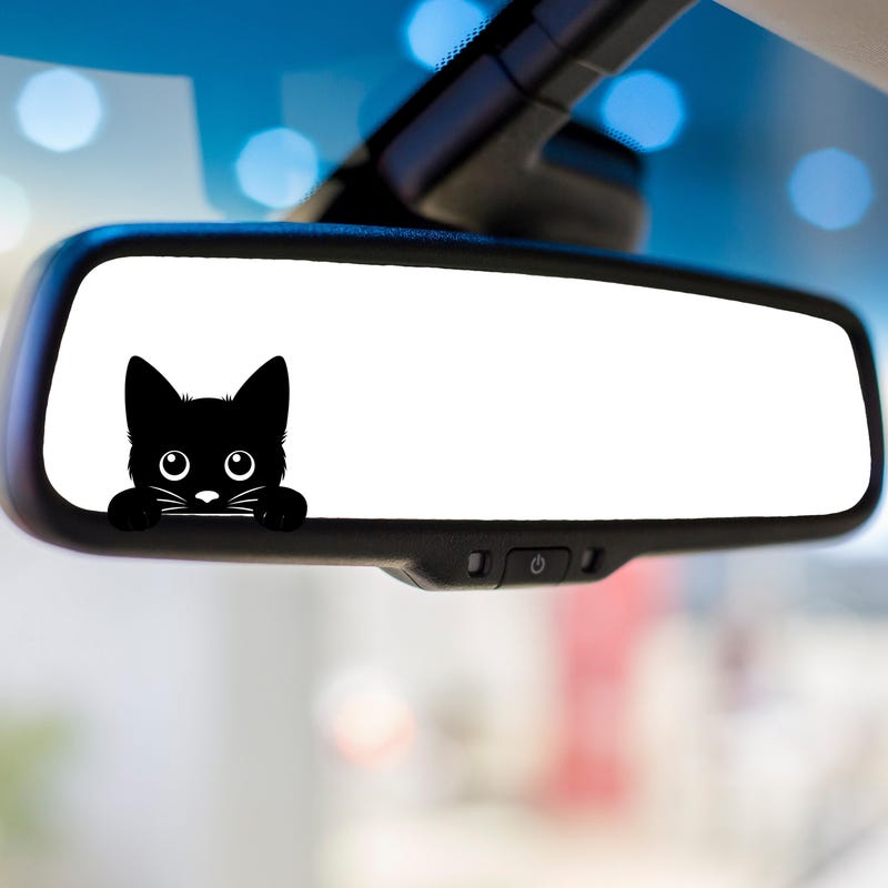Rear View Mirror Black Cat - Etsy