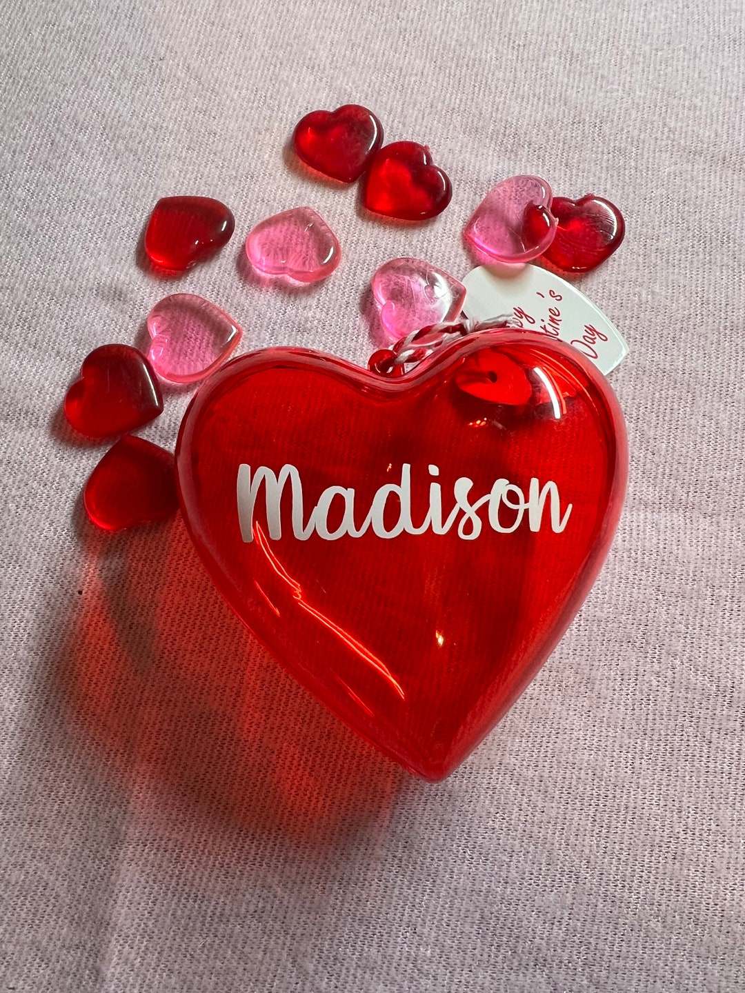 Personalized Fillable Heart, Valentine’s Day Treat Container, Red Heart ...