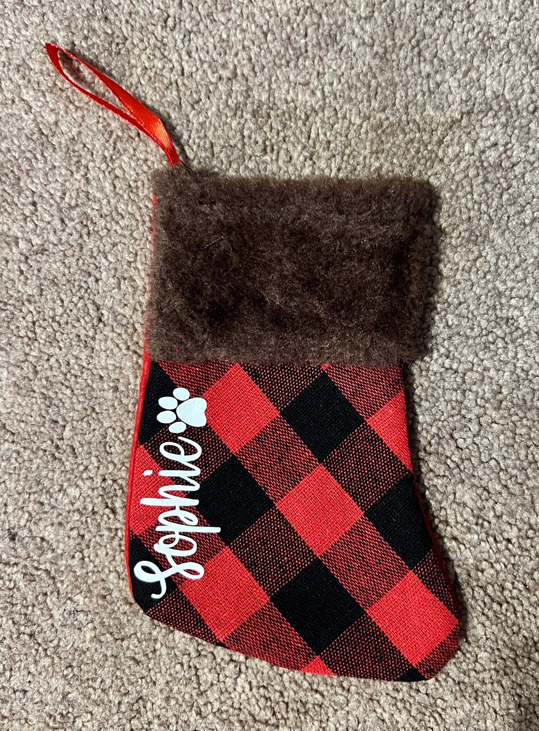 Mini Buffalo Plaid Christmas Stocking, Personalized Mini Buffalo Plaid ...