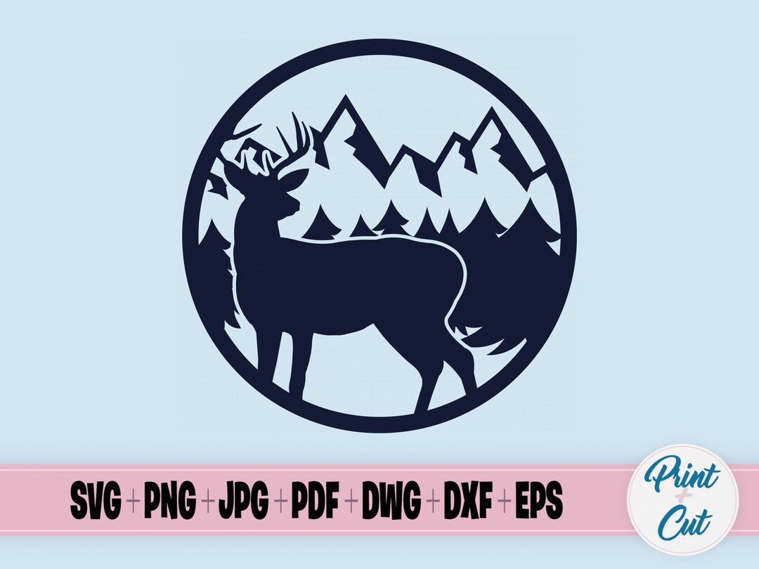 Deer Wilderness Mountains Sign Print & Cut File Vector - Etsy