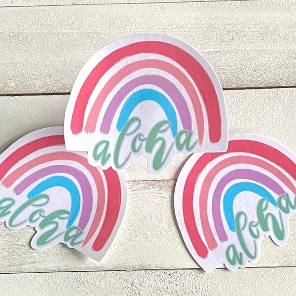 Rainbow Aloha Sticker - Etsy