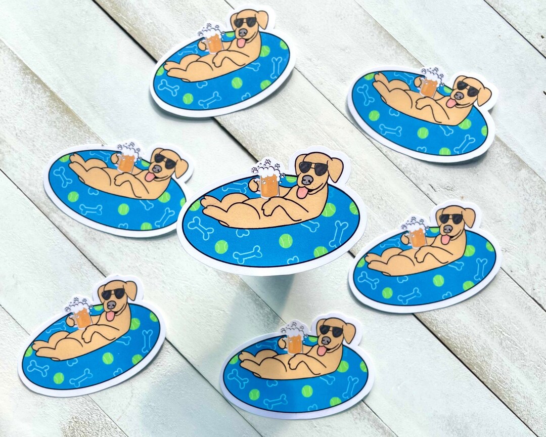 Dog Pool Floaty Sticker, Summer Dog Sticker, Funny Labrador Dog Sticker ...