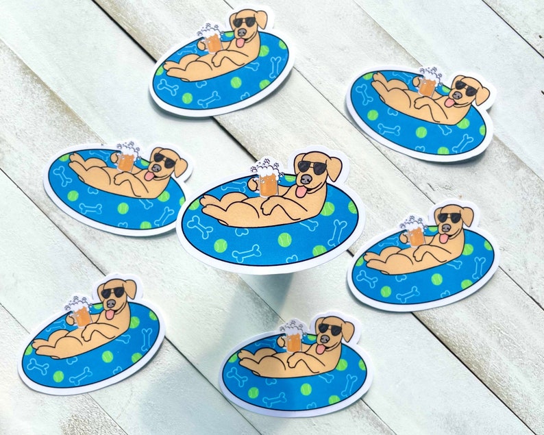Dog Pool Floaty Sticker Summer Dog Sticker Funny Labrador - Etsy