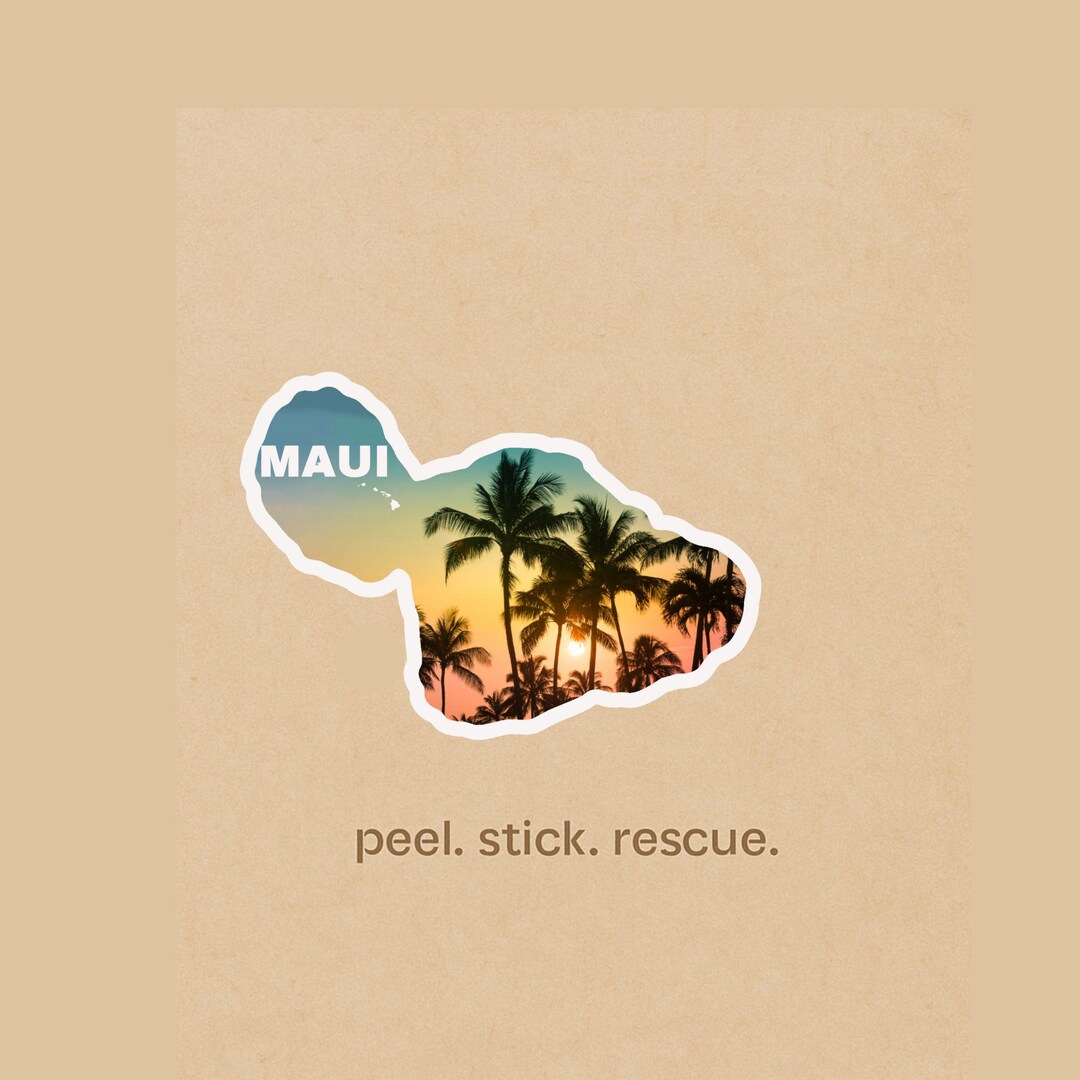 Maui Island Sticker: Tropical Hawaii Island Decal, Hawaii Sticker, Maui ...