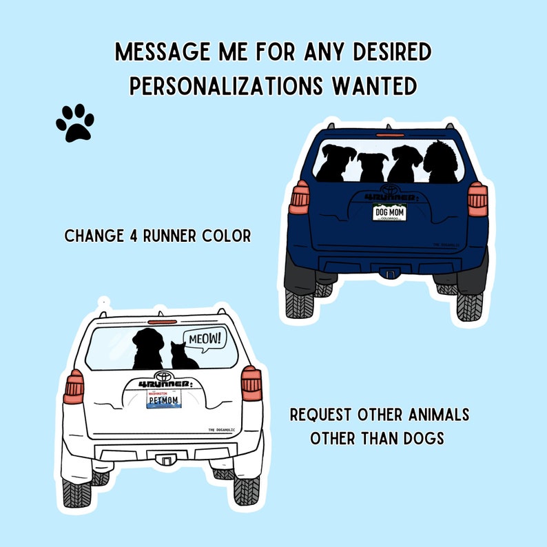 Custom 2025 4runner TRD Sticker - Personalized Dog Silhouette Car Decal ...