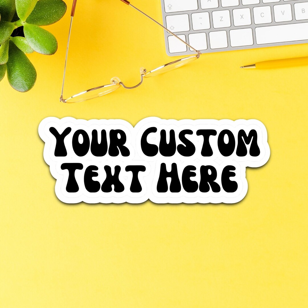 Custom Text Sticker, Retro Text Sticker, Water Bottle Decal ...