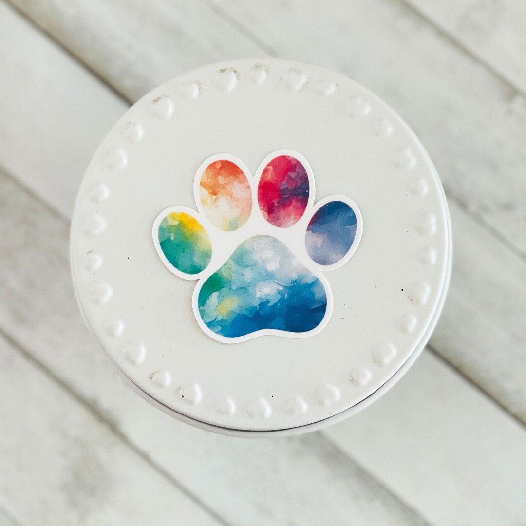 Colorful Paw Print Waterproof Sticker Decal, Dog Sticker, Dog Paw Water ...