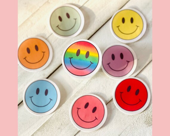 Large Smiley Face Stickers Color of the Rainbow Sticker | Etsy