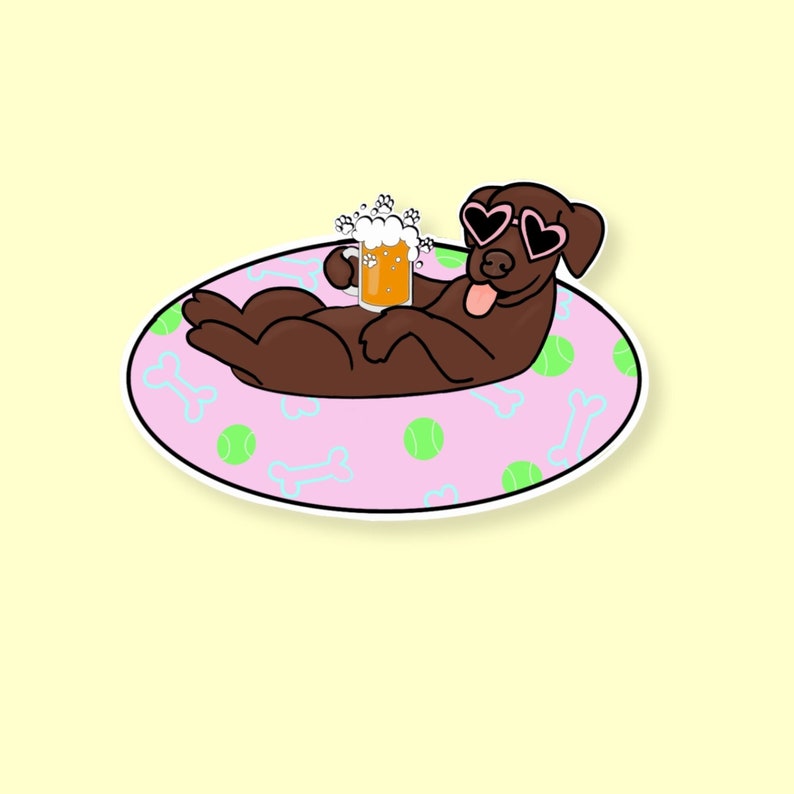 Labrador Dog Summer Sticker: Pool Floaty, Day Drinking - Etsy