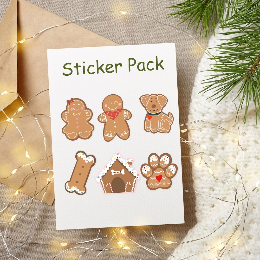 Gingerbread Sticker Pack, Gingerbread Family, Christmas Sticker Pack ...