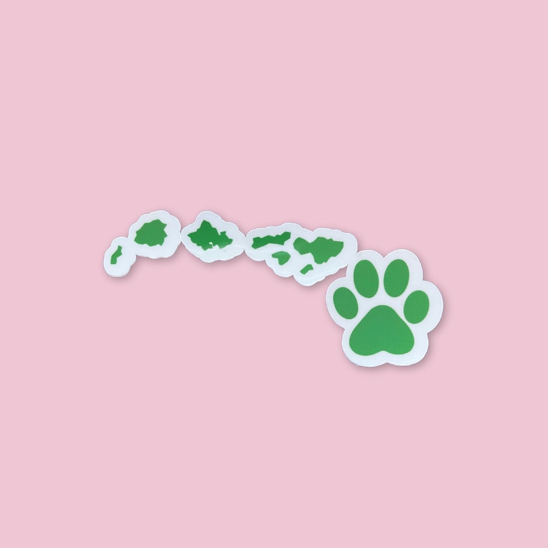 Hawaii Sticker, Paw Hawaii Islands Decal, Animal Paw State Sticker ...