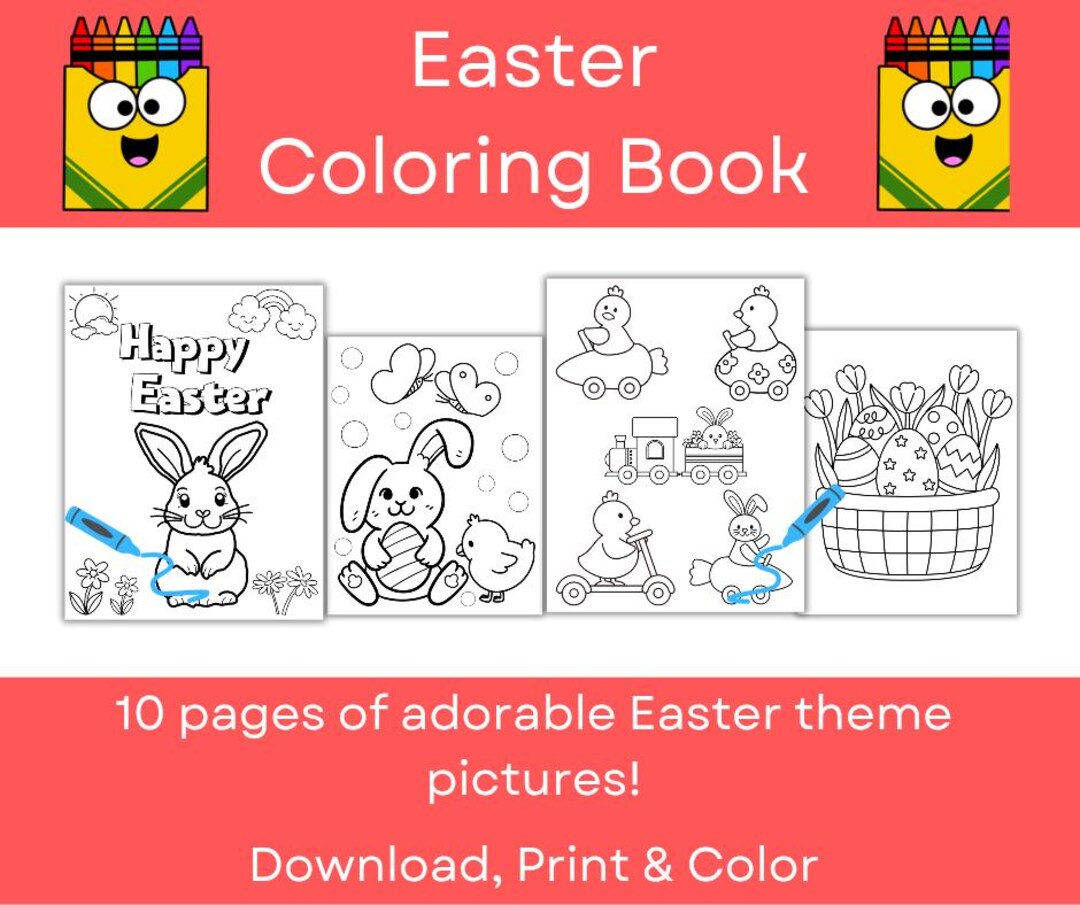Easter Coloring Book Color Pages Springtime Easter Bunny Kids Download ...