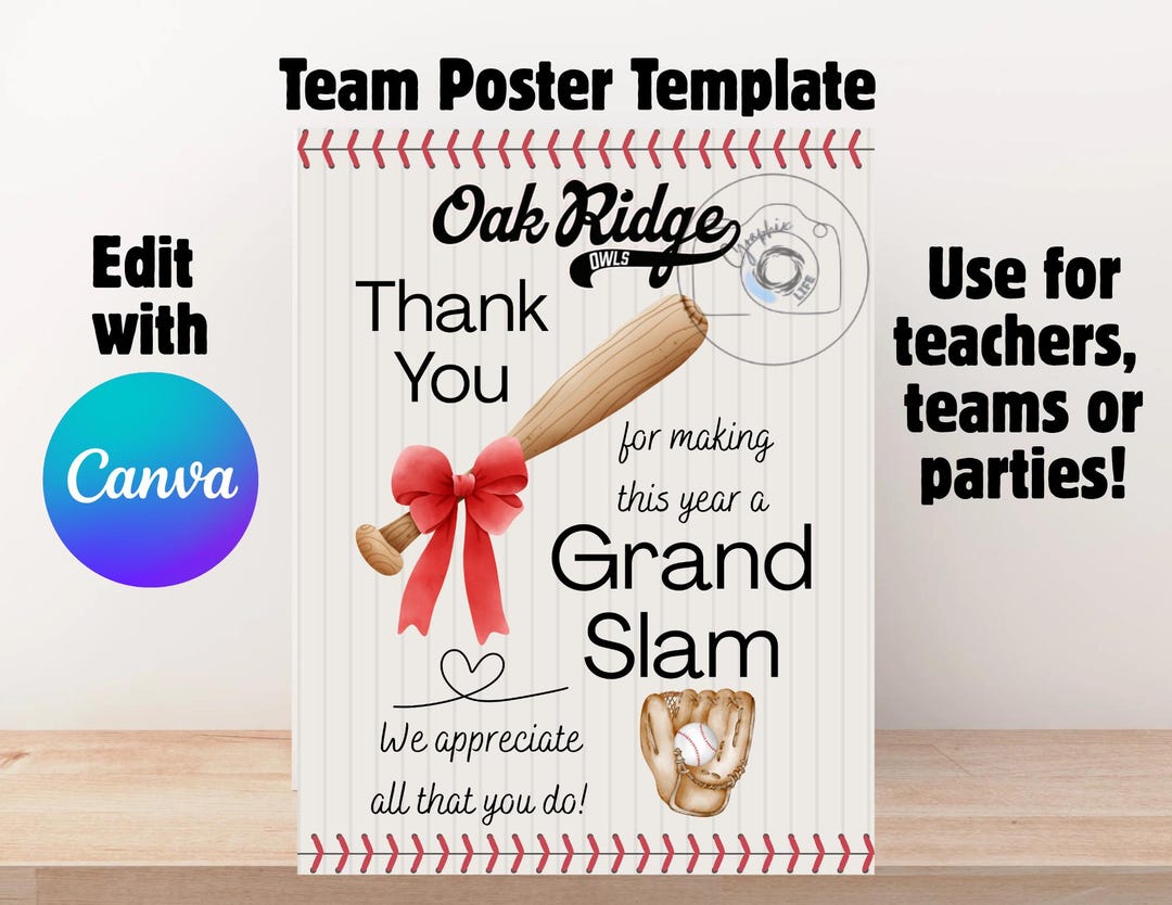 Baseball Theme Teacher Appreciation Templates Edit and Customize With ...