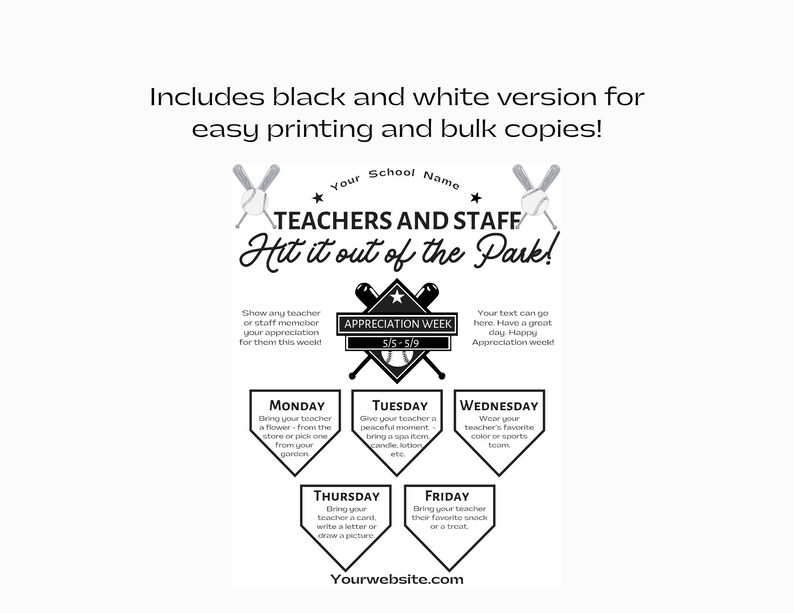 Baseball Theme Teacher Appreciation Templates Edit and Customize With ...