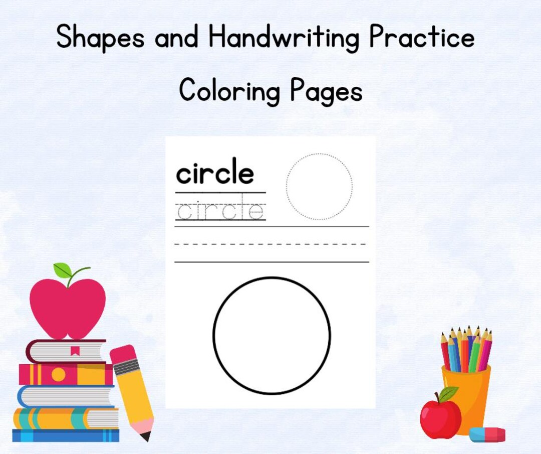 Shapes and Handwriting Practice Coloring Pages * Includes 5 Pages * - Etsy
