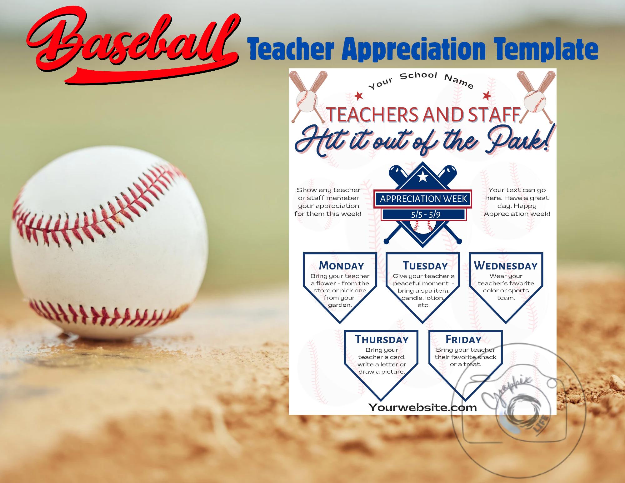 Baseball Theme Teacher Appreciation Templates Edit and Customize With ...