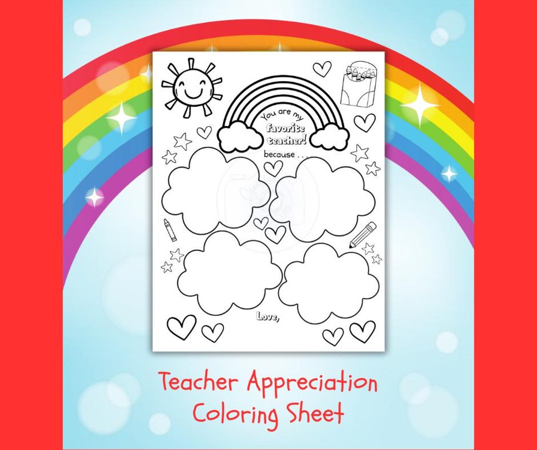 Teacher Appreciation Coloring Page Favorite Teacher Instant Download ...