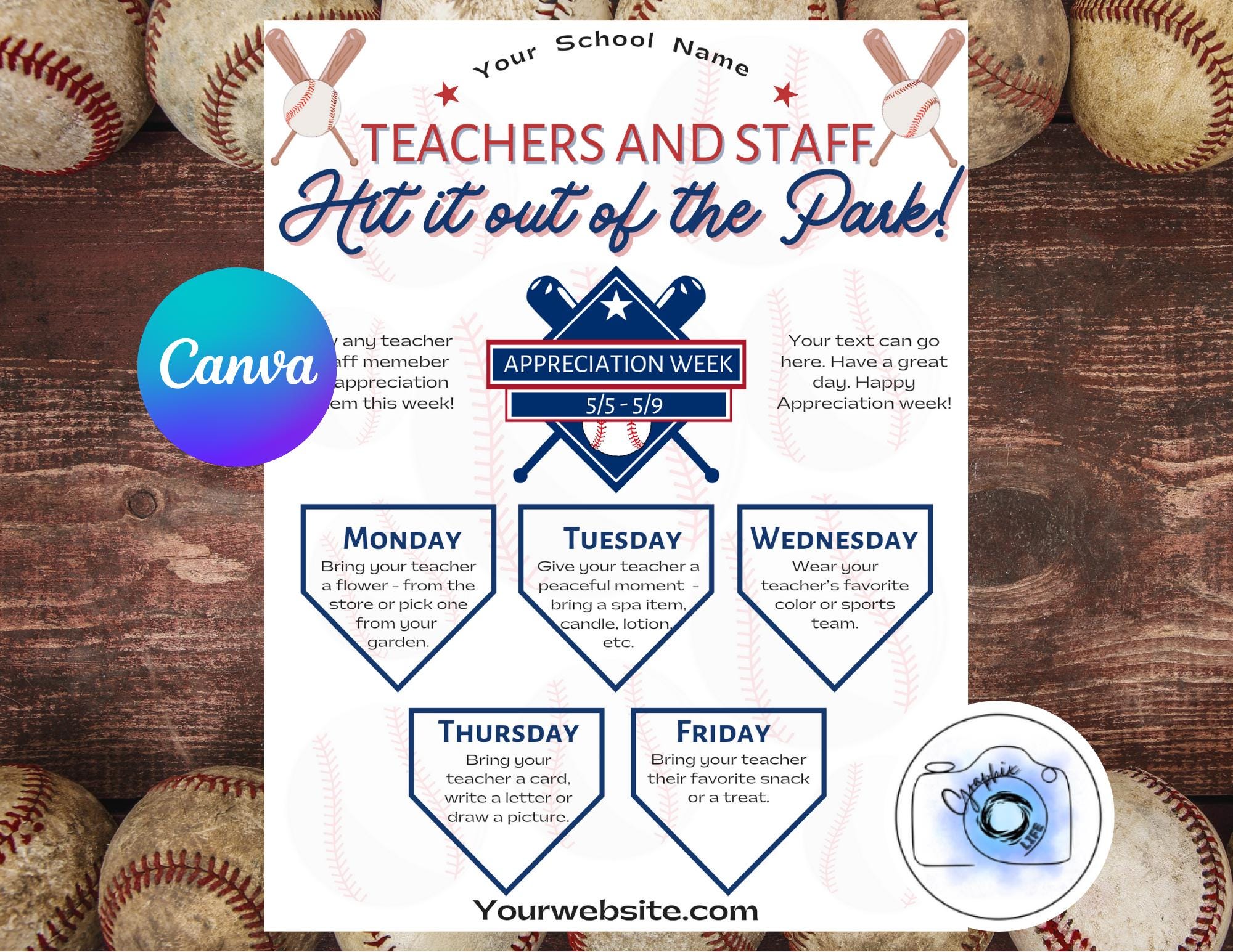 Baseball Theme Teacher Appreciation Templates Edit and Customize With ...