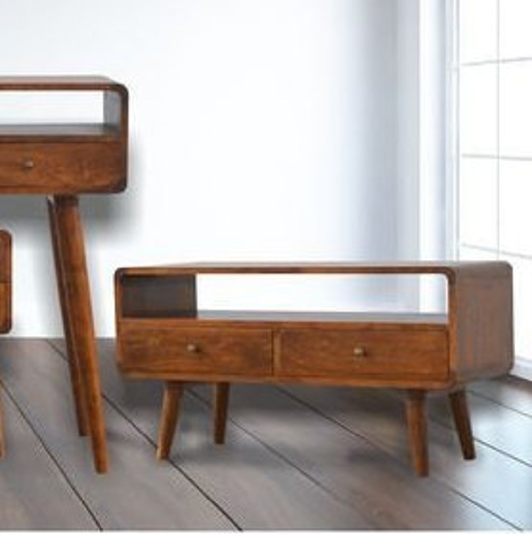 Retro Tv Stand Curved Media Unit Mid Century Tv Unit - Etsy