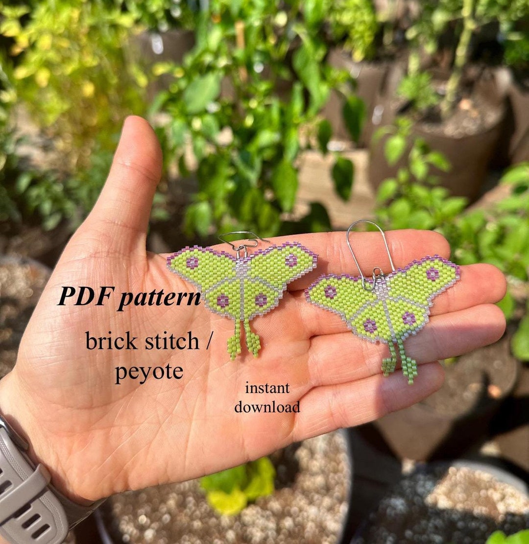 Brick Stitch Earring Pattern Luna Moth Bead Pattern Butterfly Bead ...